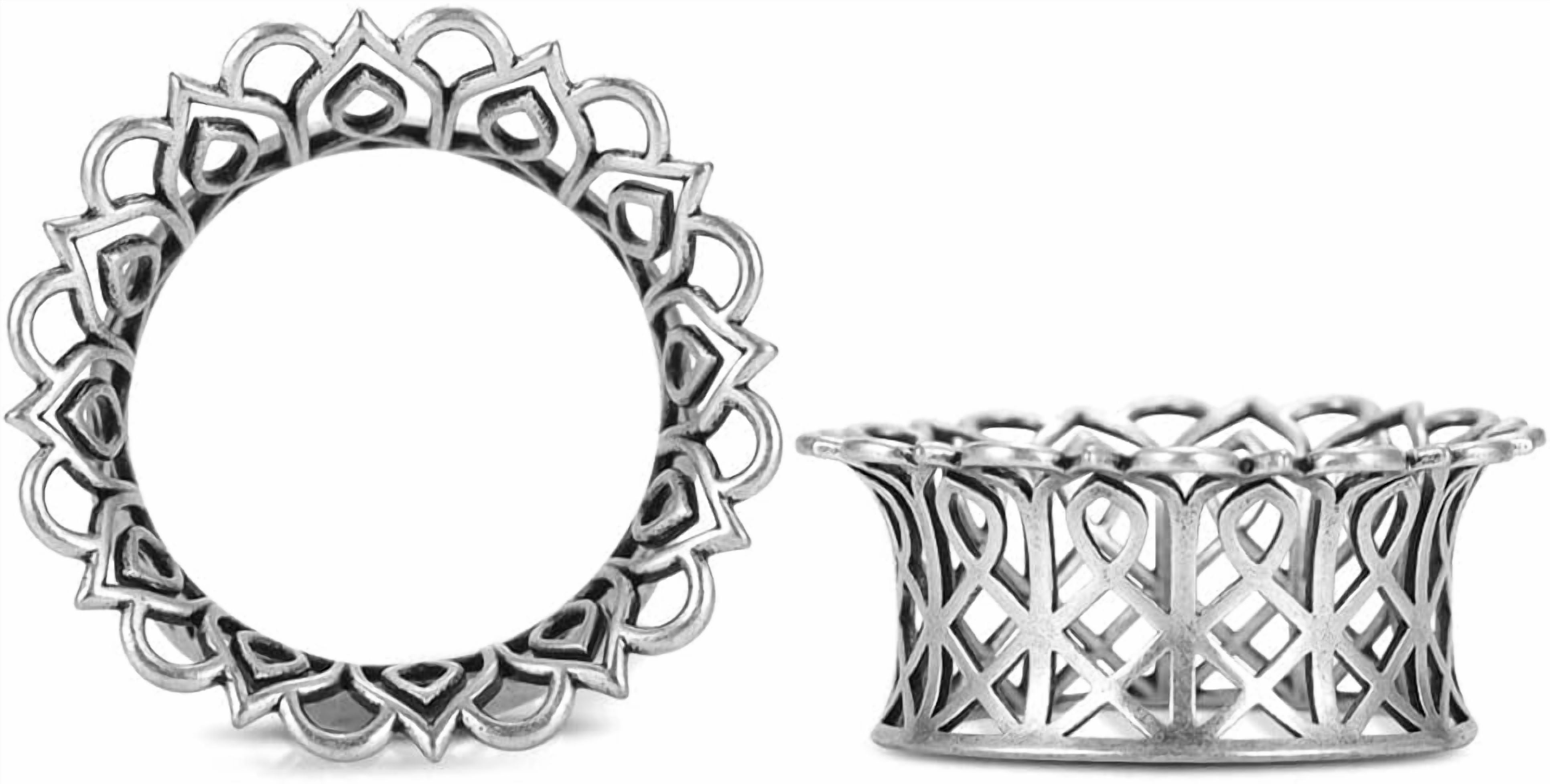 2PCS Quality Hollow Pattern Ear Gauges Double Flared Ear Tunnel Plug ...