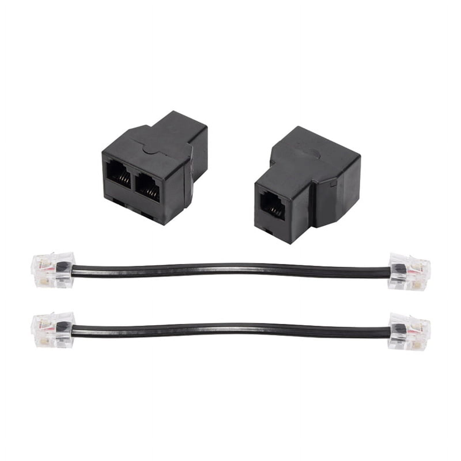 2PCS RJ11 Telephone Cable Splitter 15cm Cable 6P4C 2 Ports Telephone ...