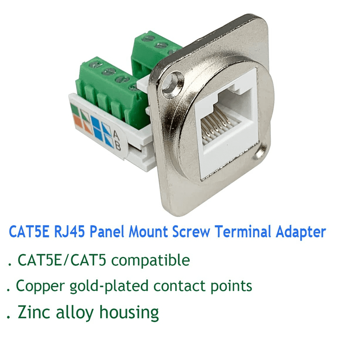 2PCS RJ45 Panel Mount Screw Terminal Adapter, RJ45/8P8C Female Panel ...