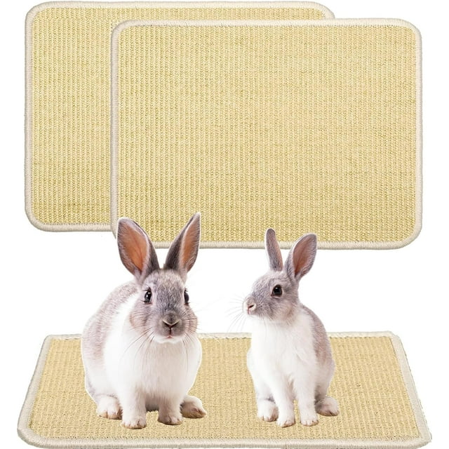 2PCS Rabbit Scratcher Mat, Natural Bunny Chew Toys Scratching Pad for ...