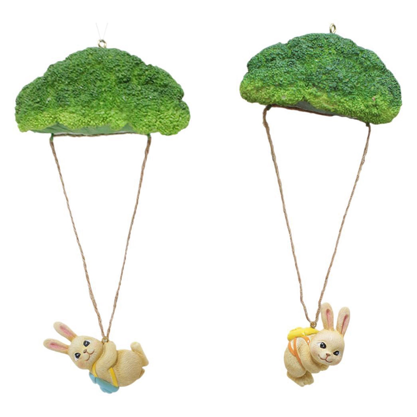 2PCS Rabbit Statues for Garden Hanging Cute Resin Skydiving Bunny ...