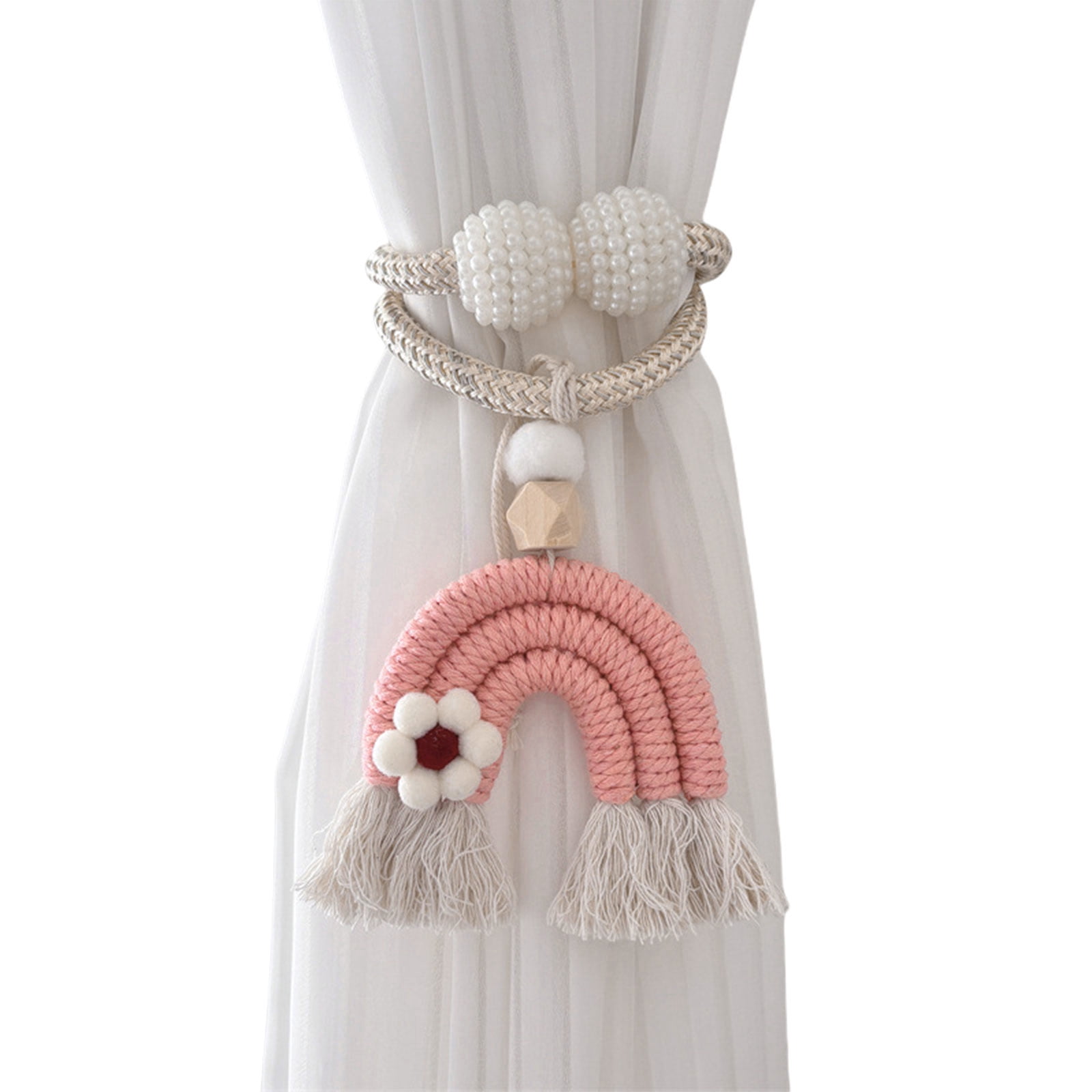 2PCS Rainbow Curtain Clip Tiebacks Tasseled Rope Holders For Home ...