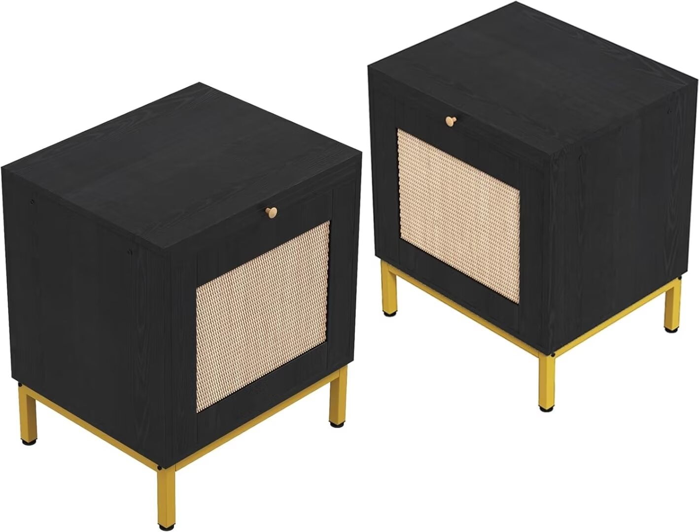 2PCS Rattan Side Table with Retractable Tray | High-Quality MDF & Solid ...