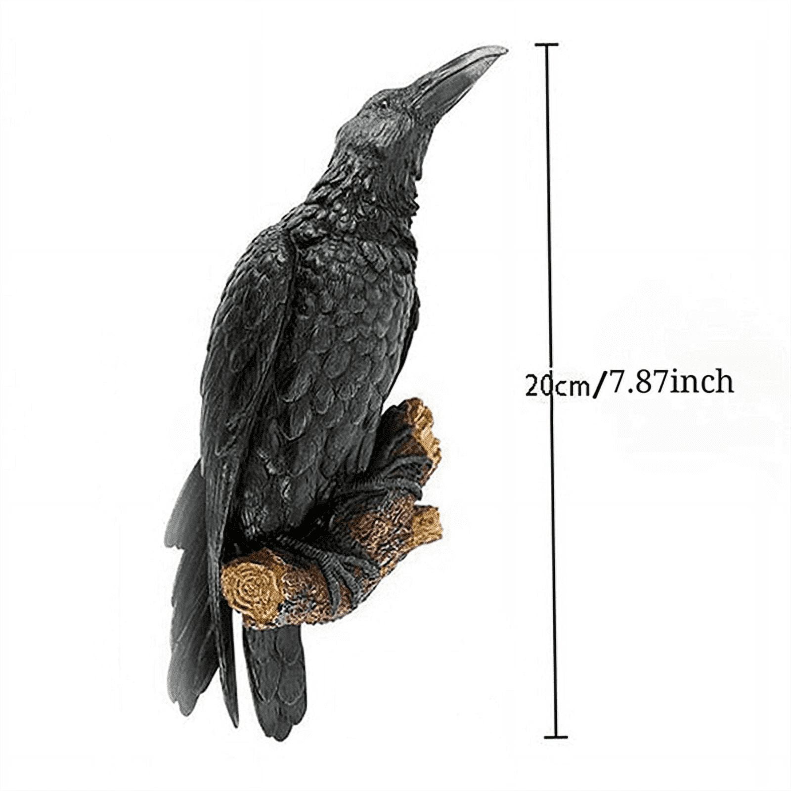 2PCS Raven Resin Statue Bird Crow Sculpture Outdoor Crows Halloweens ...