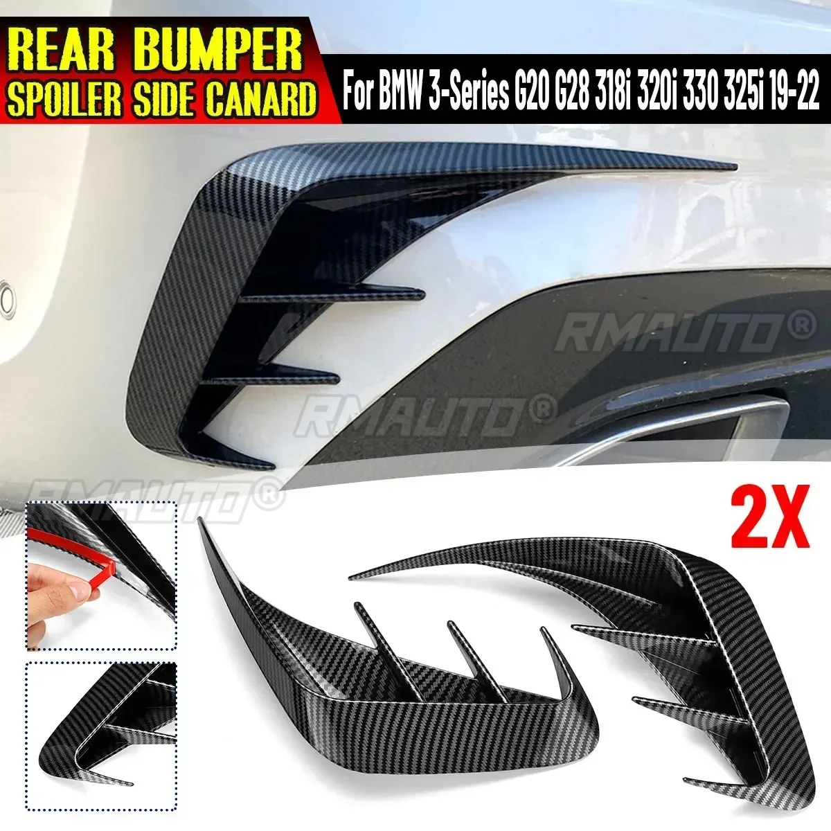 2PCS Rear Bumper Splitter Spoiler Rear Fog Light Canard Air Vent Trim ...