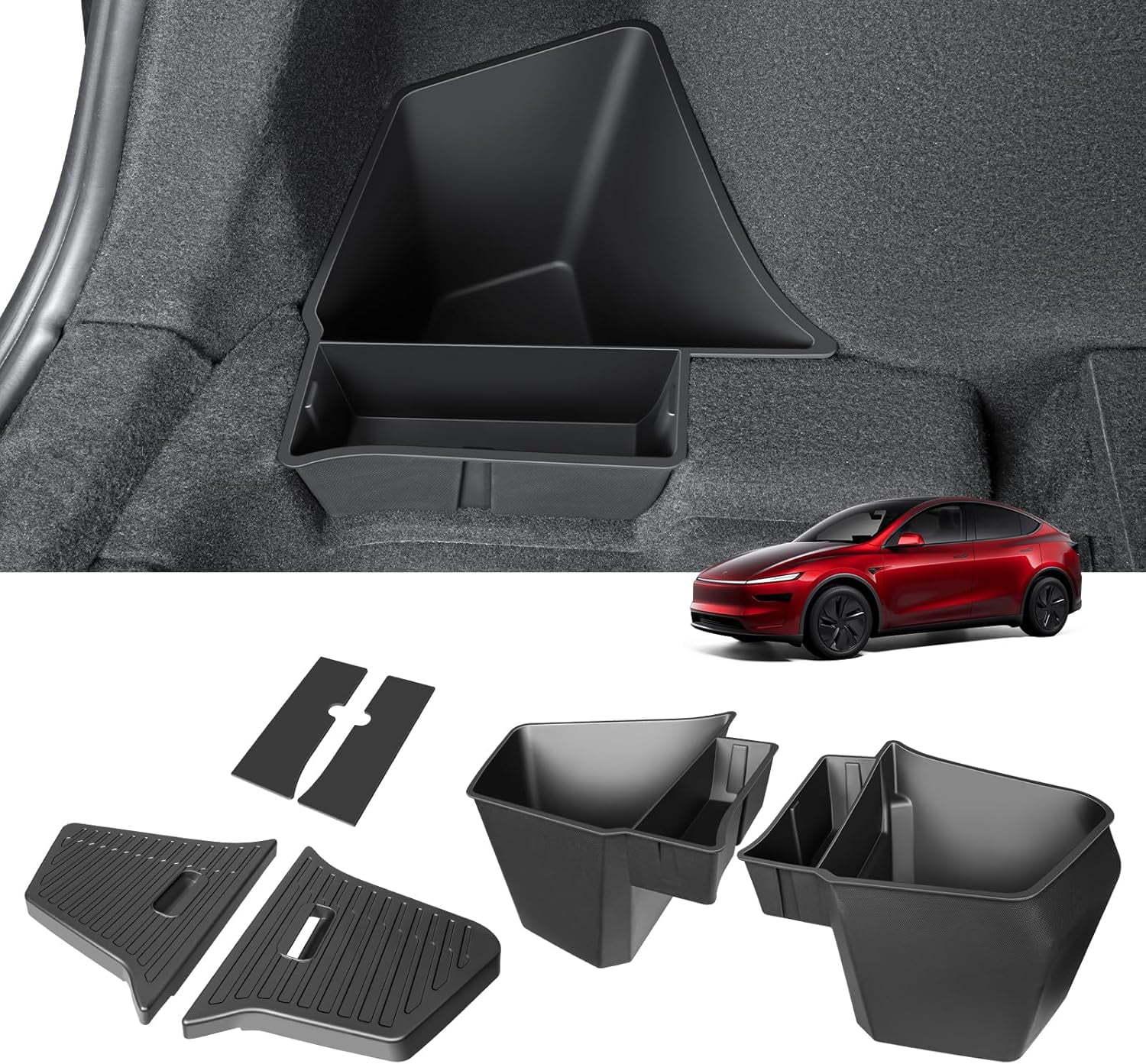 2PCS Rear Trunk Storage Bins with Lids for Tesla 2026 New Model Y ...