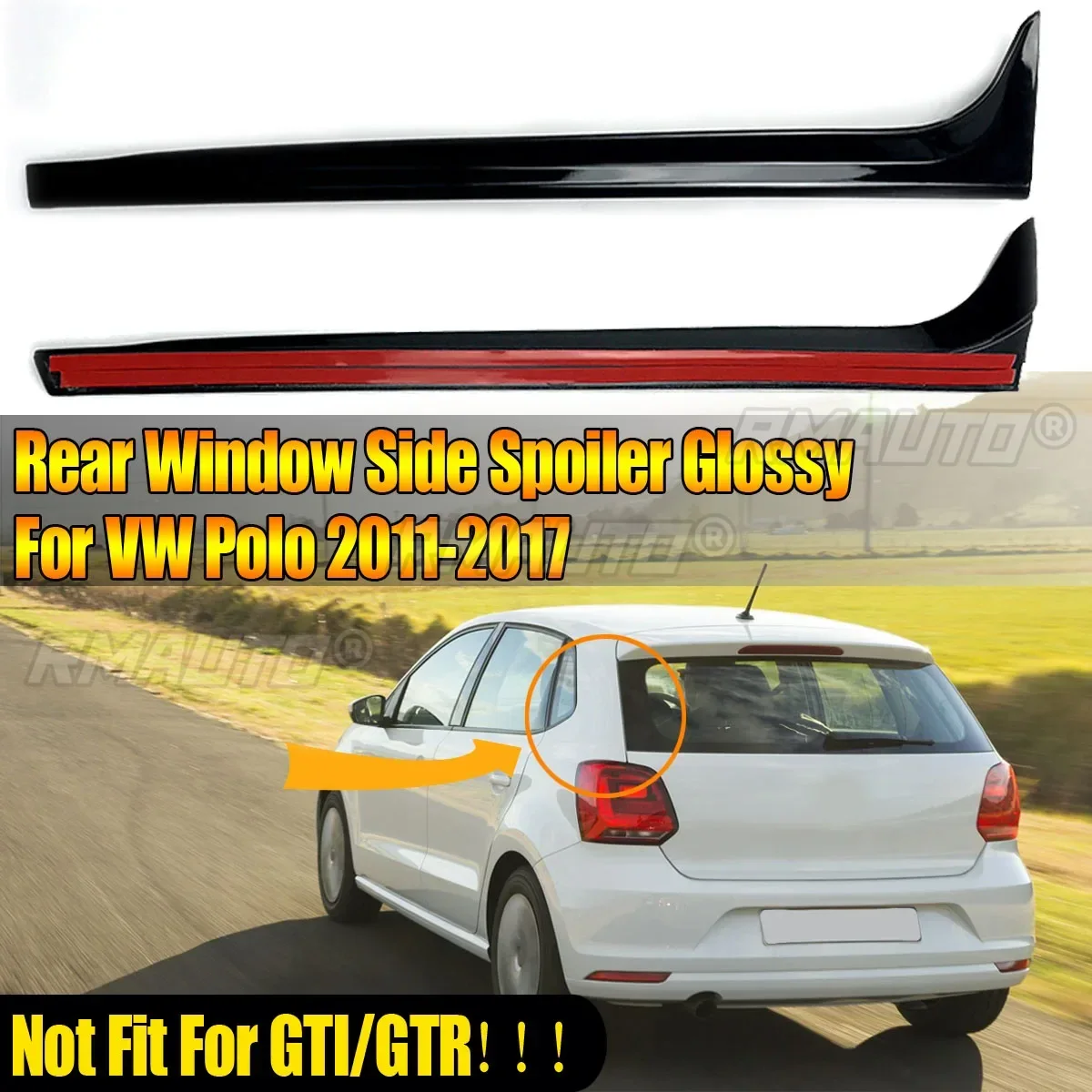 2PCS Rear Window Side Spoilers Glossy Canard Canards Splitter For VW ...