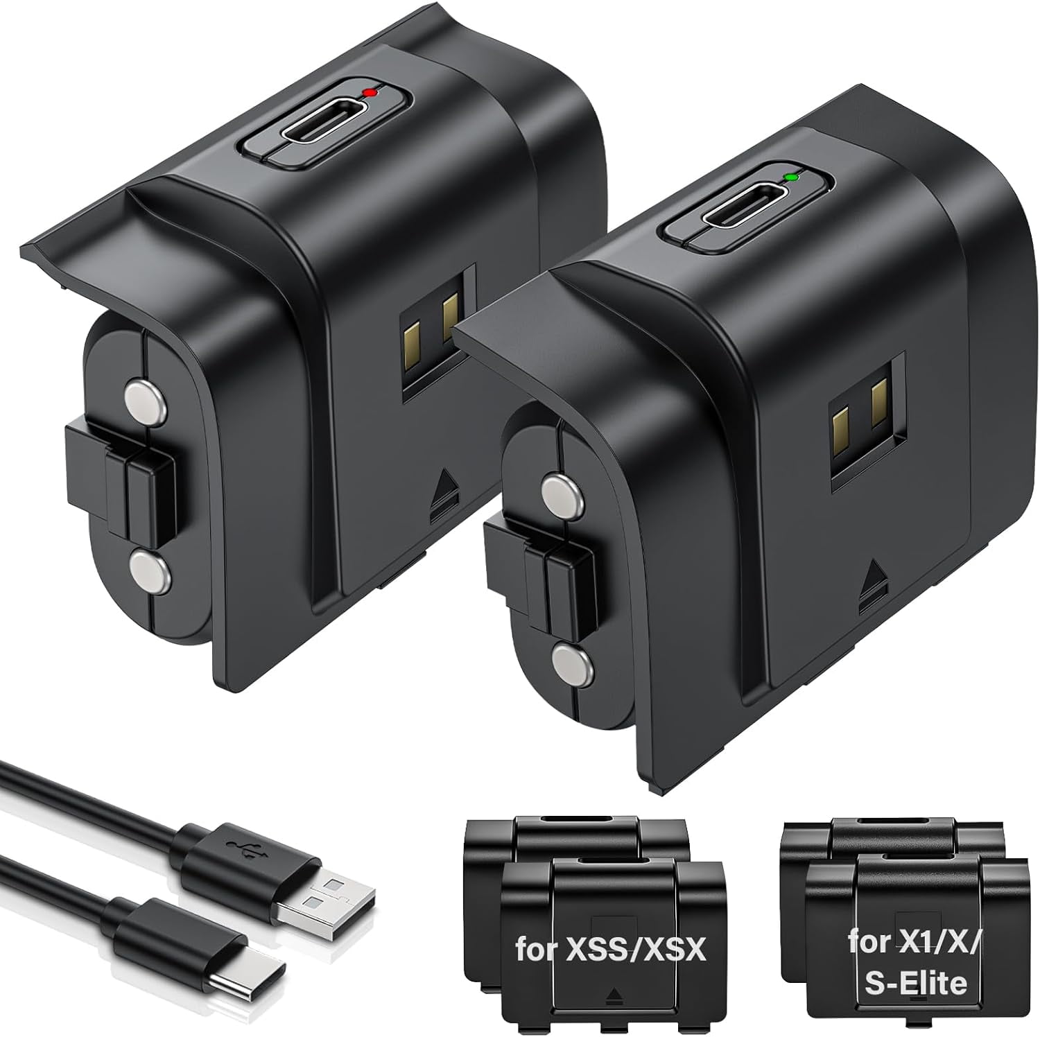 2PCS Rechargeable Controller Battery Pack for Xbox,2x4800mWh(2000mAh ...