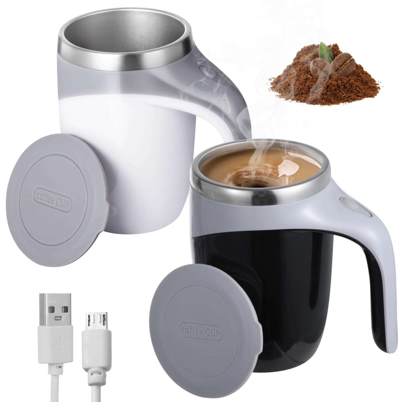 2PCS Rechargeable Self Stirring Coffee Mugs, Electric Magnetic Mixing ...