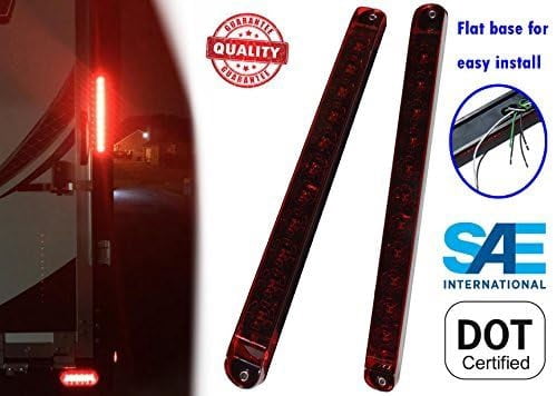 2PCS Red 17" 11 LED Trailer Light Bar Sealed Stop Turn Tail Park Brake ...