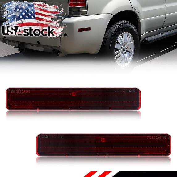 2PCS Red Lens Rear Bumper Fender Light Reflector Light Side Marker ...