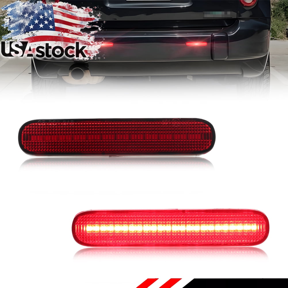 2PCS Red Lens Rear Bumper Reflector Lights Tail Light Rear Light Brake ...