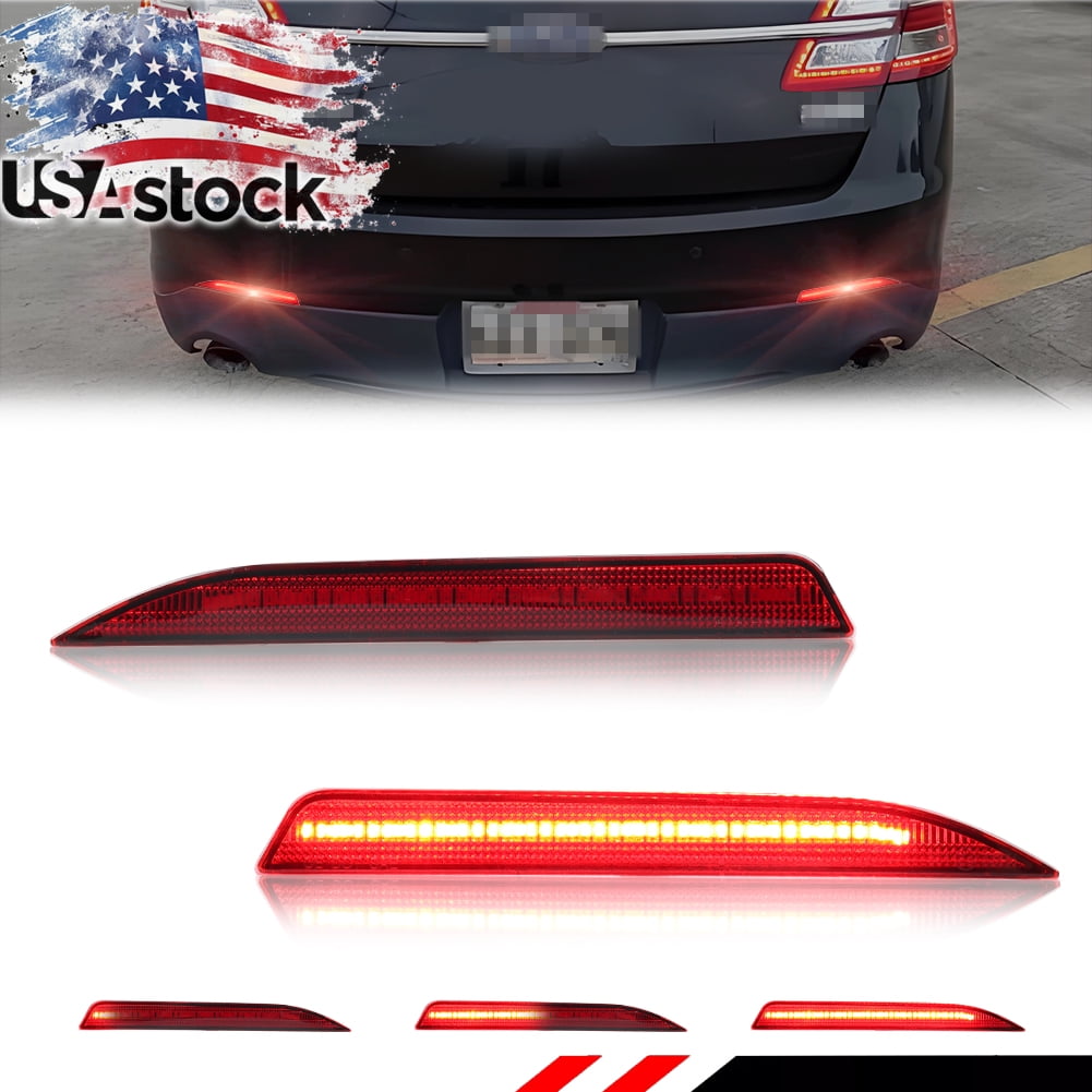 2PCS Red Lens Rear Bumper Reflector Lights Tail Light Rear Light Brake ...