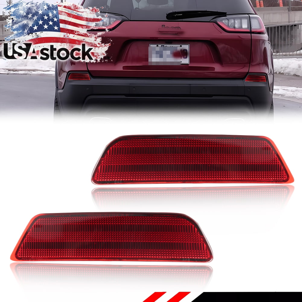 2PCS Red Lens Rear Bumper Reflector Lights Tail Light Rear Light Brake ...