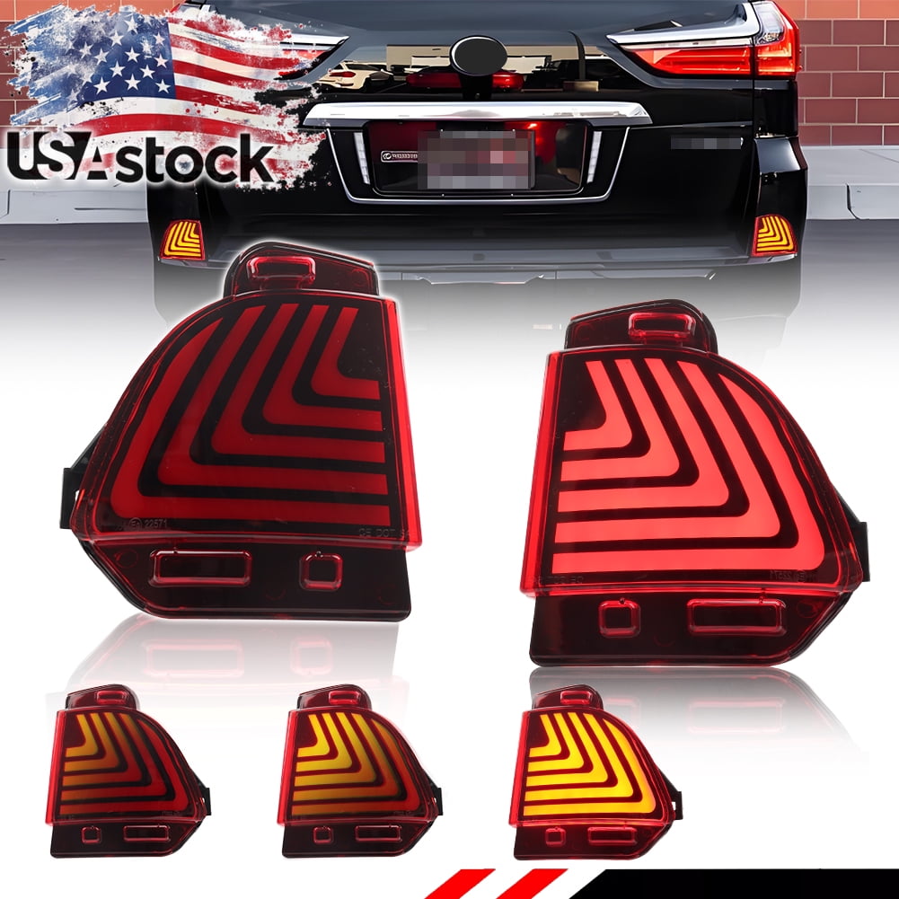 2PCS Red Lens Rear Bumper Tail Light Reflector Light Rear Light Brake ...