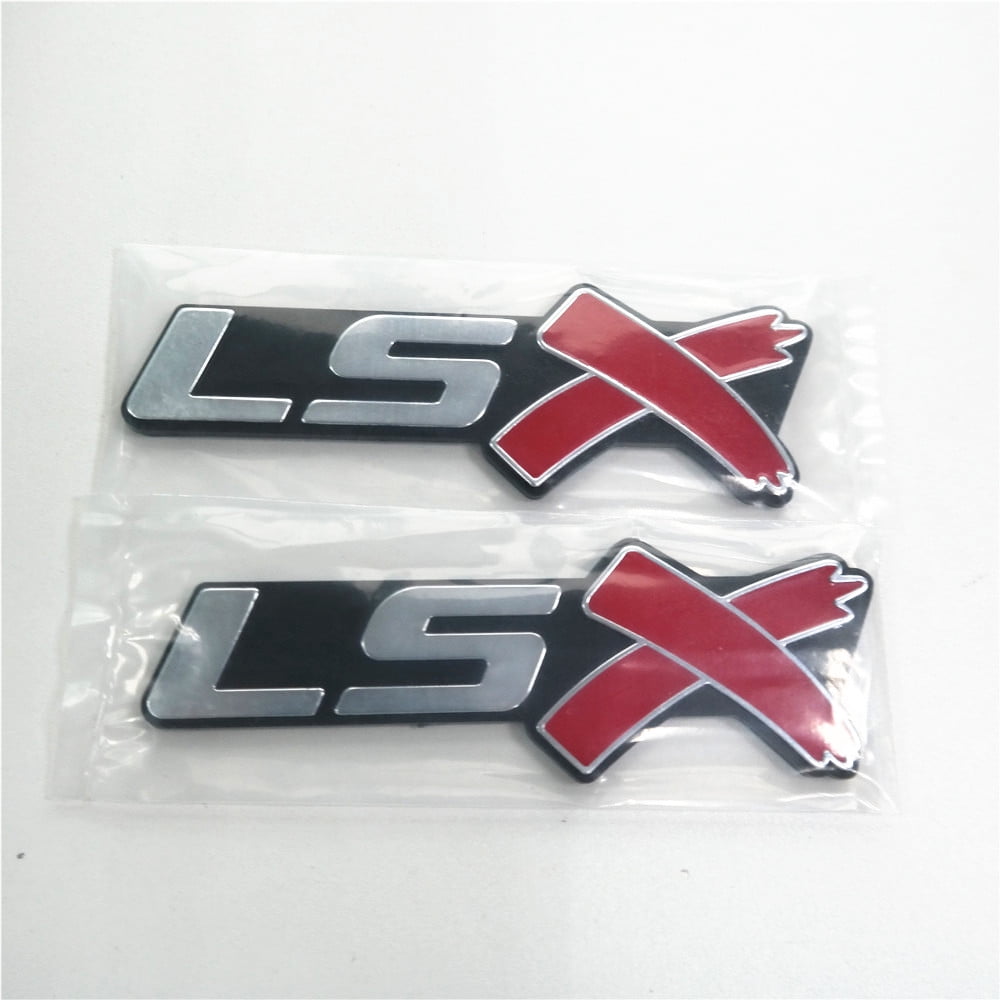 2PCS Red Silver LSX Car 3D Letter Fender Side Or Rear Trunk Emblem ABS ...