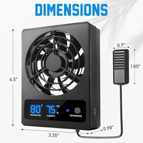 2PCS Reptile Ventilation Fan with Humidity Sensor and High-Temp Alarm ...
