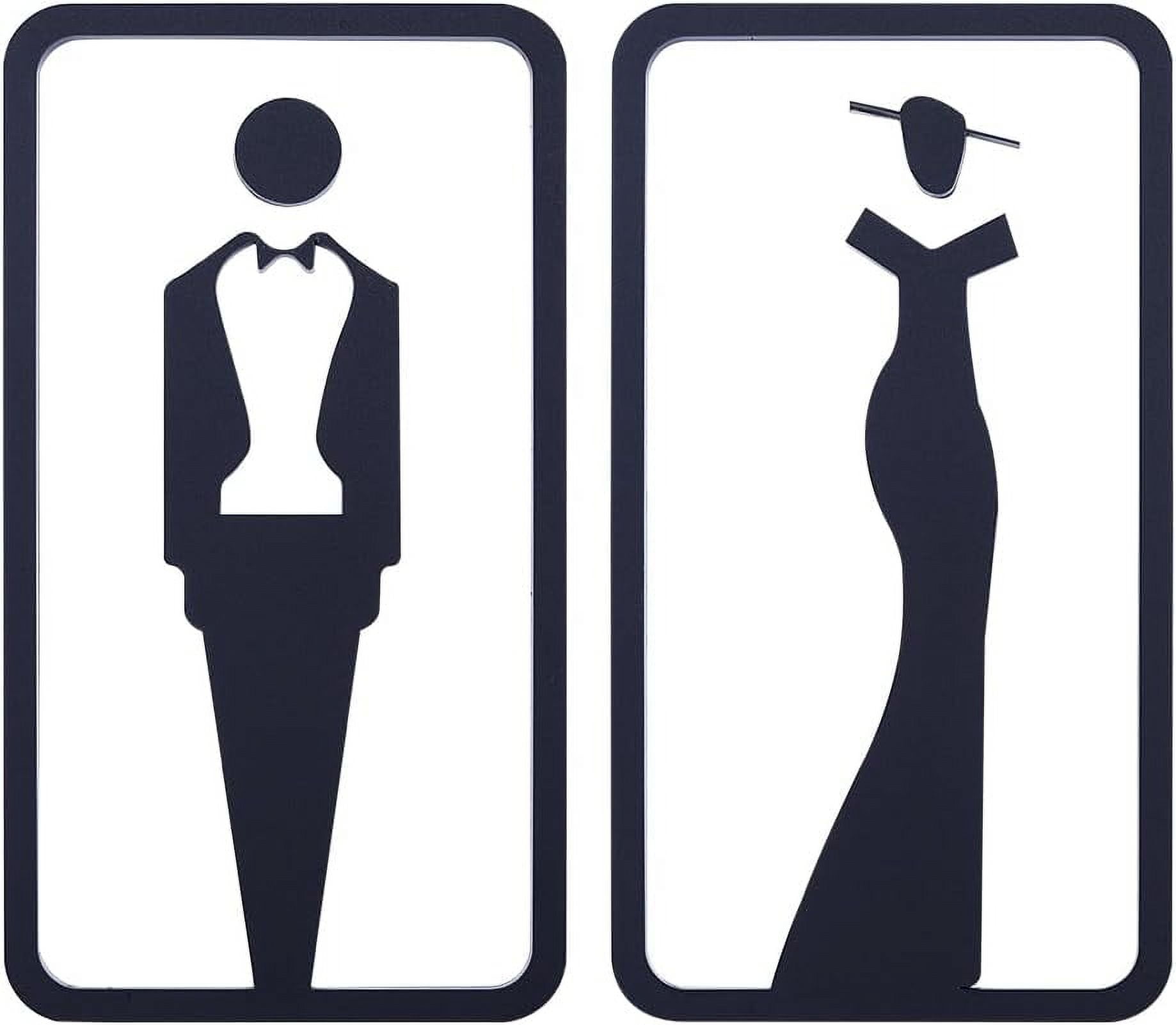 2PCS Restroom Identification Signs Self Adhesive Washroom Sign for ...