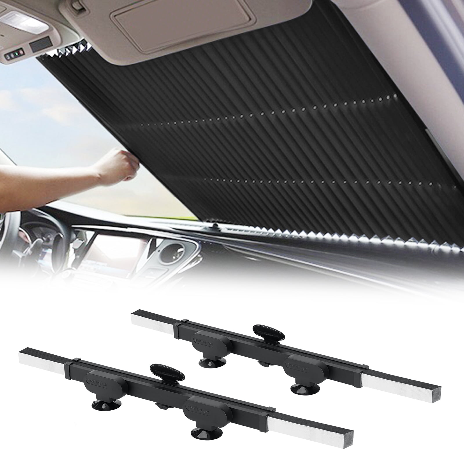 2PCS Retractable Windshield Sun Shade for Car Fits Front Window of ...