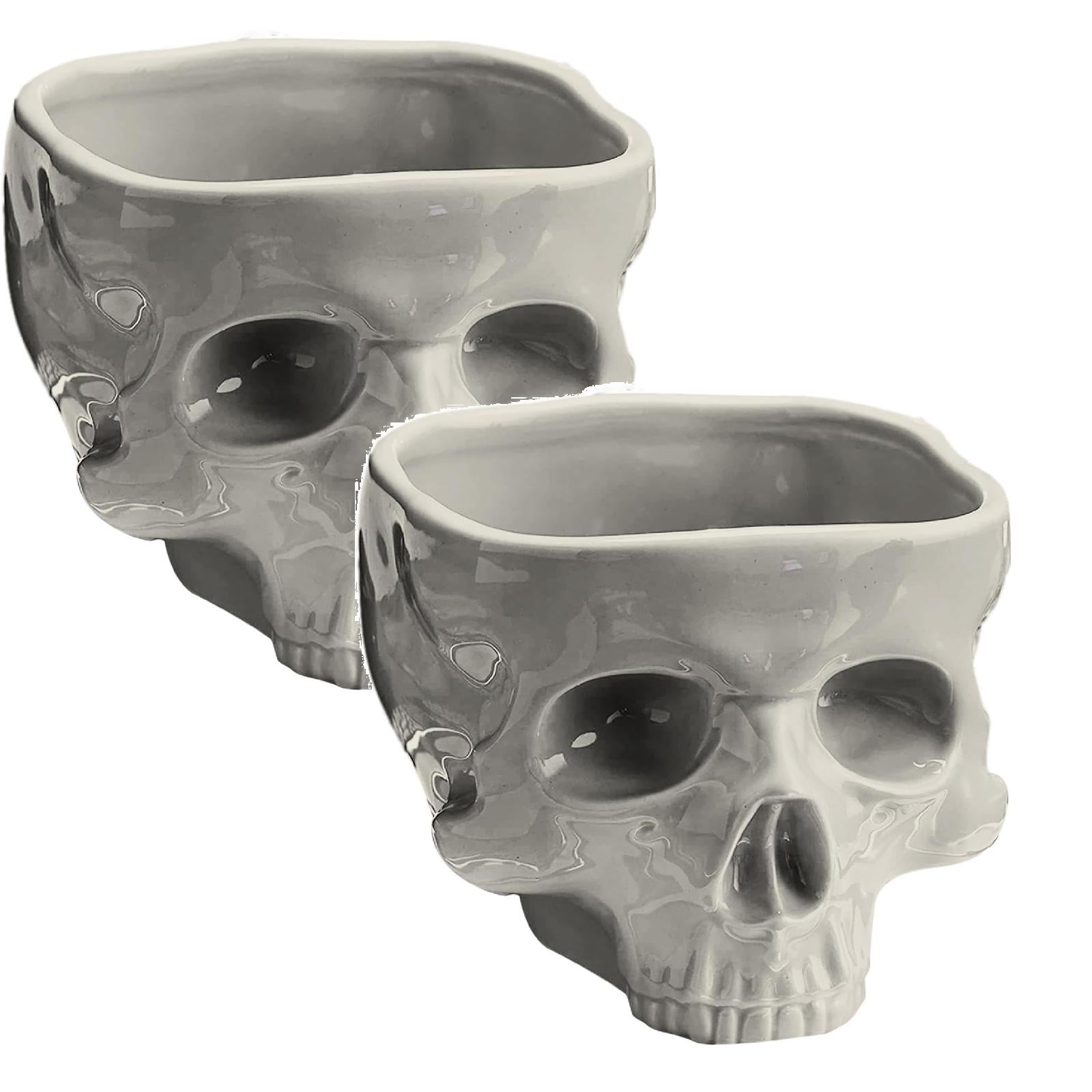 2PCS Retro Tabletop Decor Porcelain Gothic Skull Pasta Bowl Halloween ...