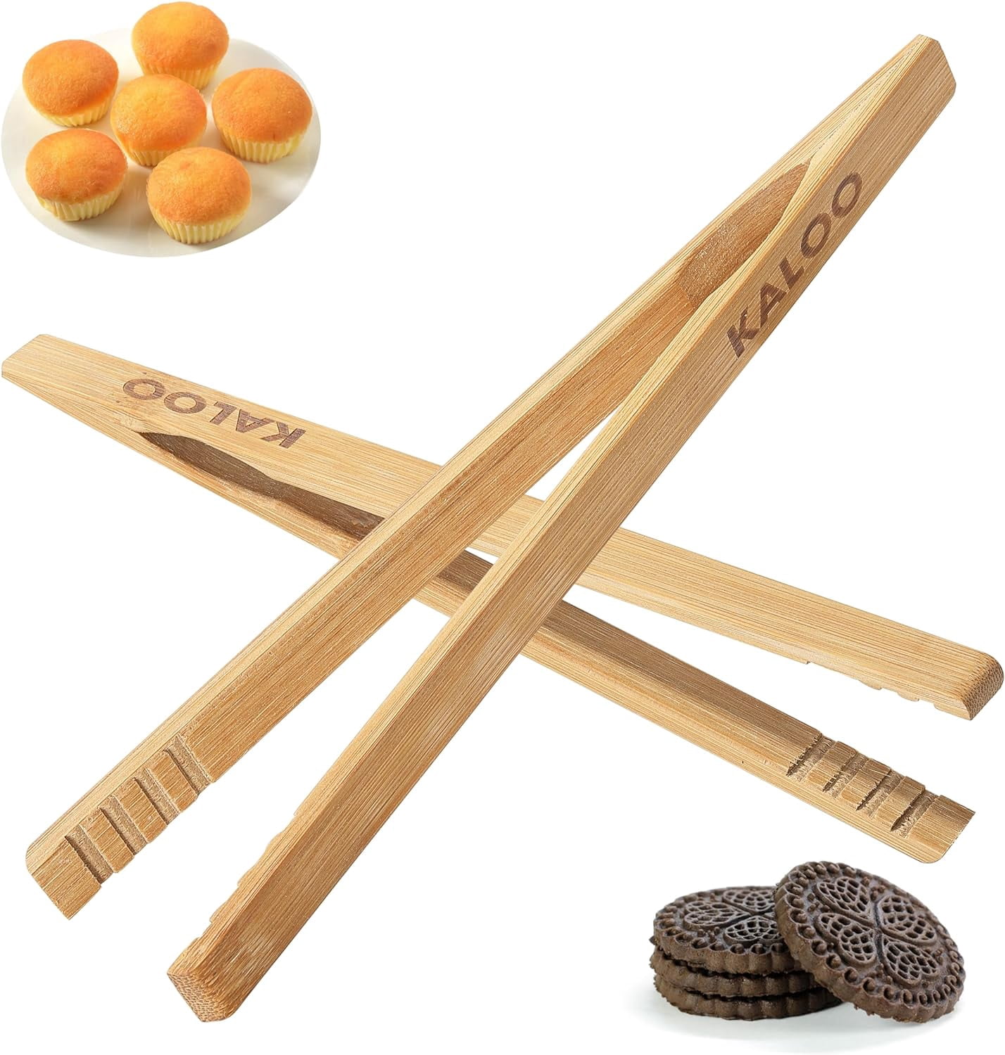 2PCS Reusable Toaster Tongs, Kaloo 8 inch Wooden Cooking Tong ...