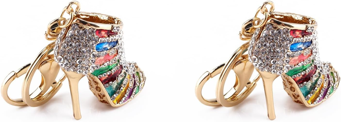 2PCS Rhinestone Key Chain, Colorful High Heeled Shoes Shape Crystal ...