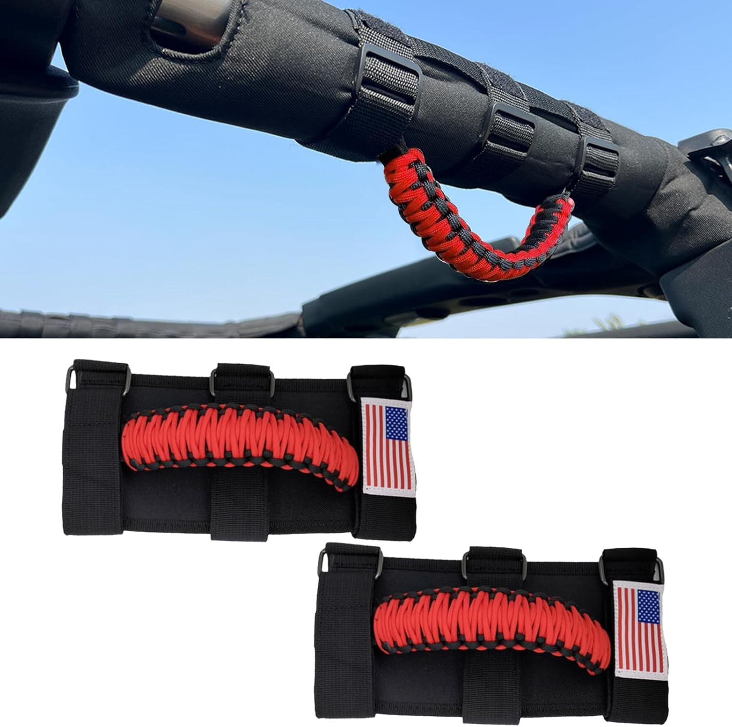 2PCS Roll Bar Grab Handles for Wrangler JL, JLU, JT, JK, JKU, TJ, LJ ...