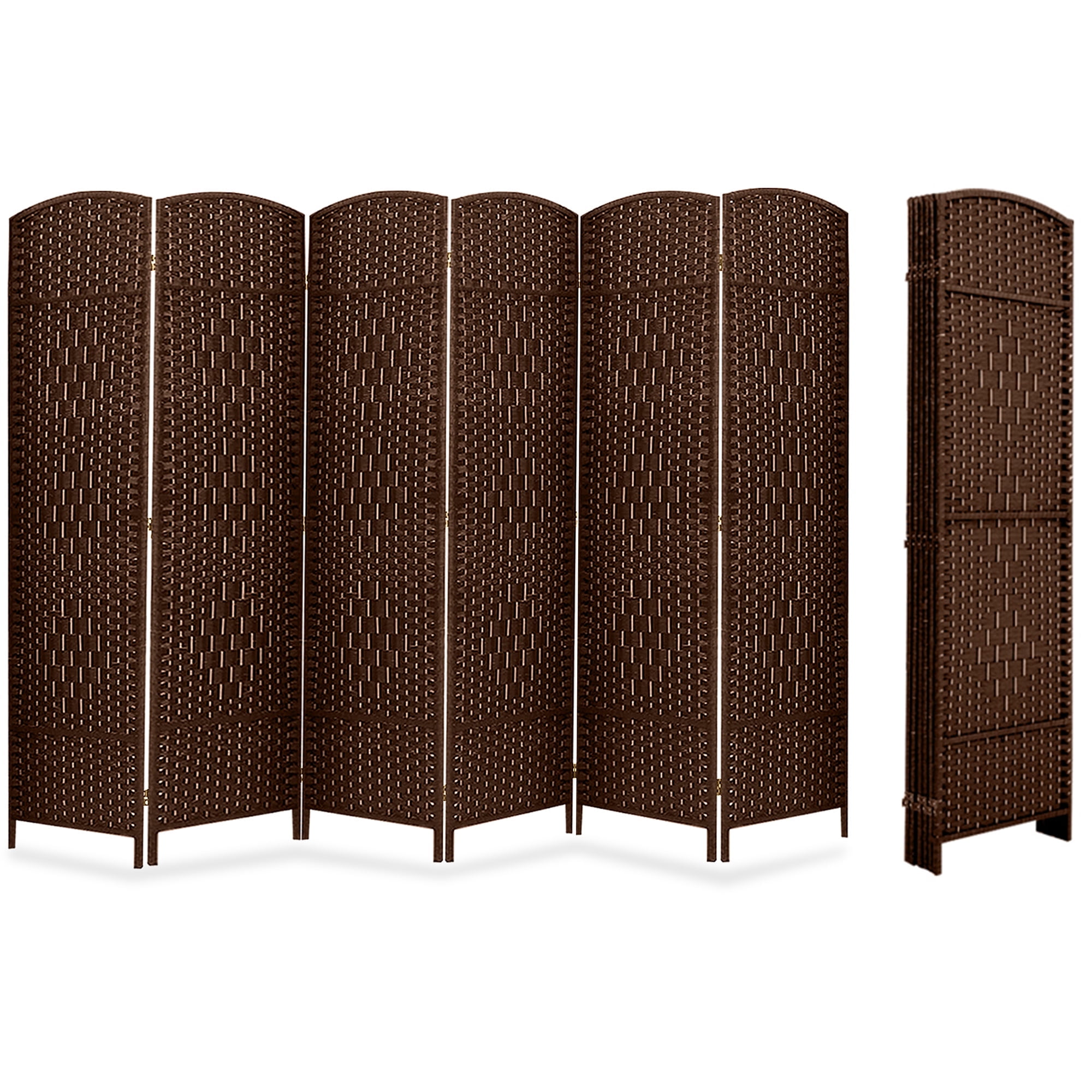 2PCS Room Dividers Folding Privacy Screens 6 Panels Wood Weave ...