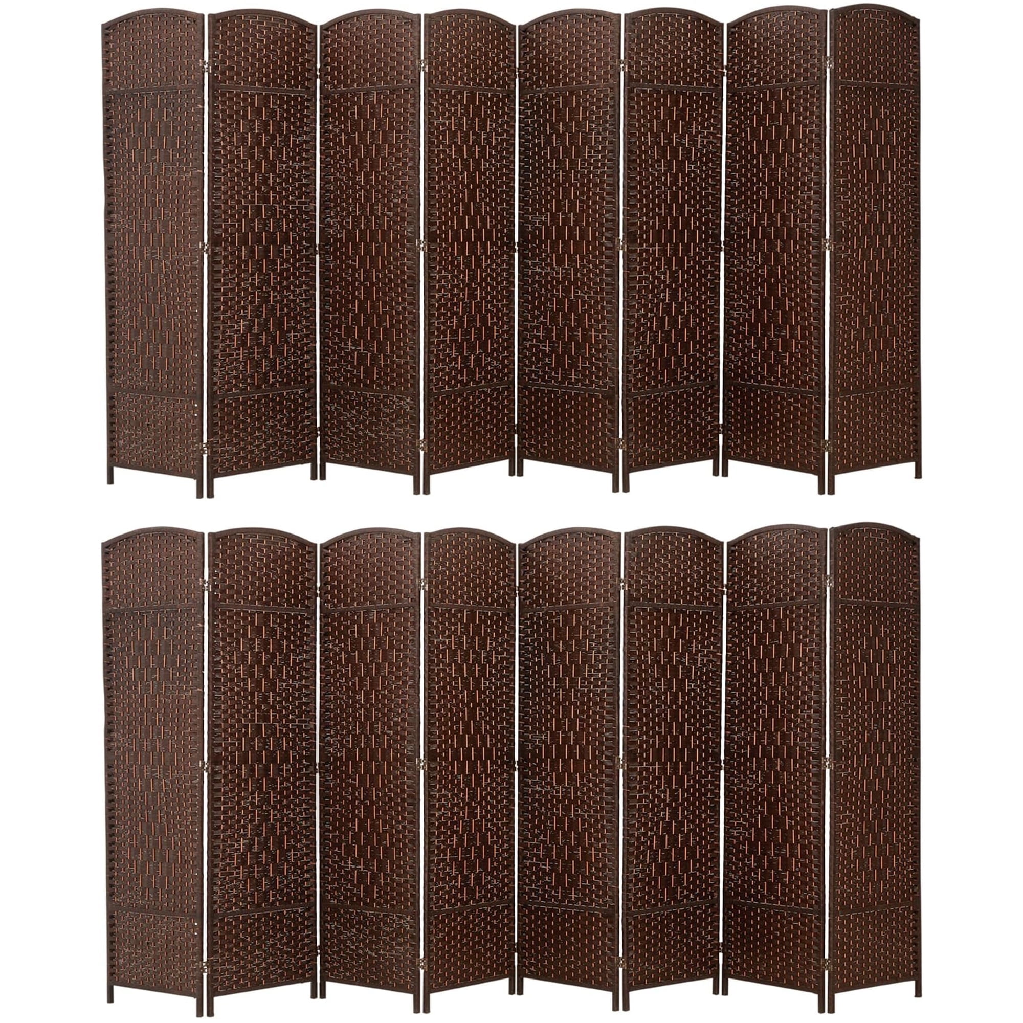 2PCS Room Dividers Folding Privacy Screens 8 Panels Wood Weave ...
