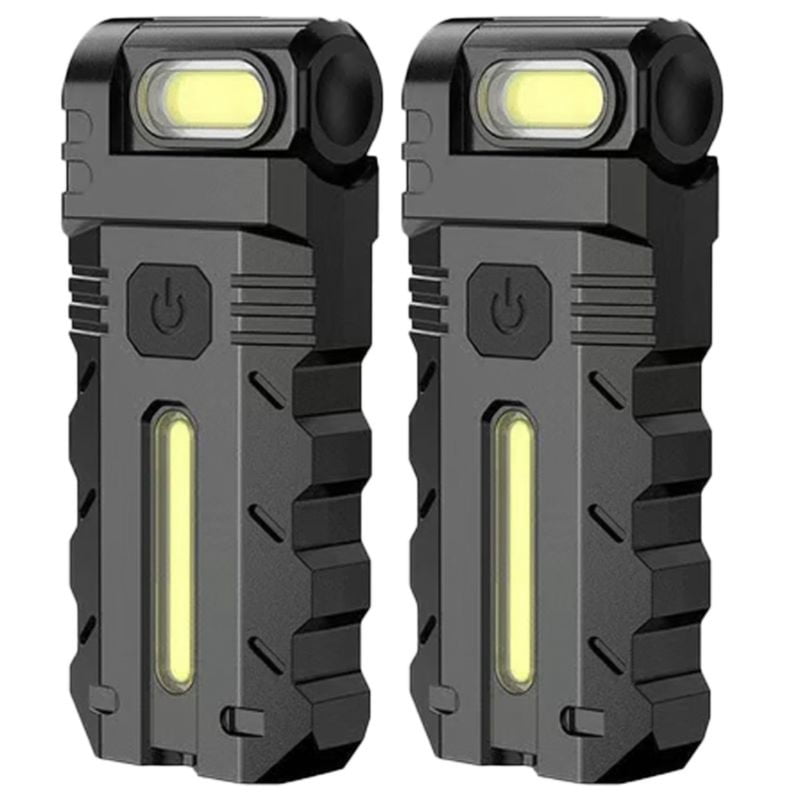 2PCS Rotating Head LED Work Light with Magnetic Base Rechargeable Mini ...