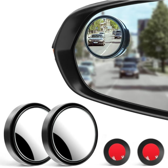 2PCS Round Blind Spot Mirror, HD Glass and ABS Housing Convex Wide ...