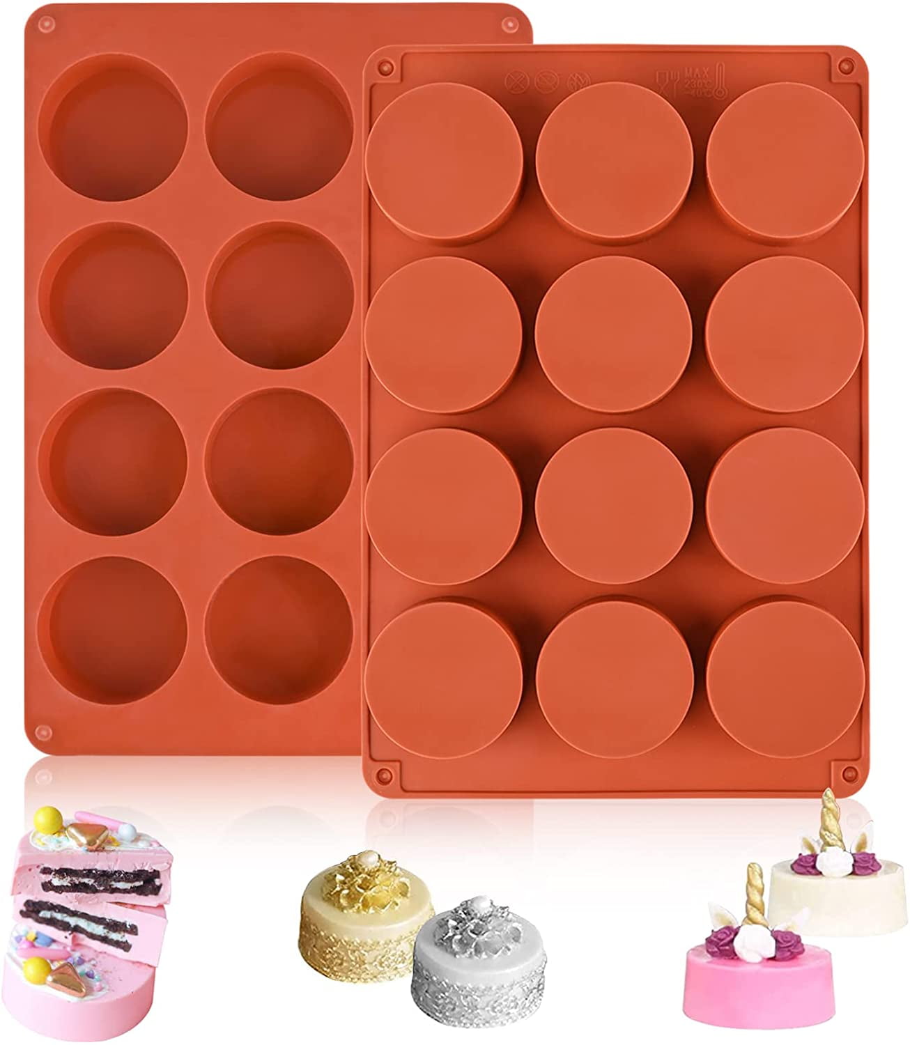 2PCS Round Chocolate Cookie Molds, Silicone Mold, Perfect for Chocolate ...