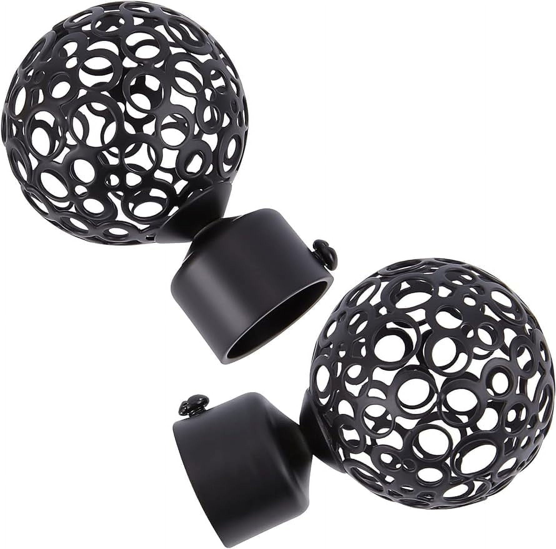 2PCS Round Curtain Rod Finials 28mm Drapery Pole End Black Ball Cage ...