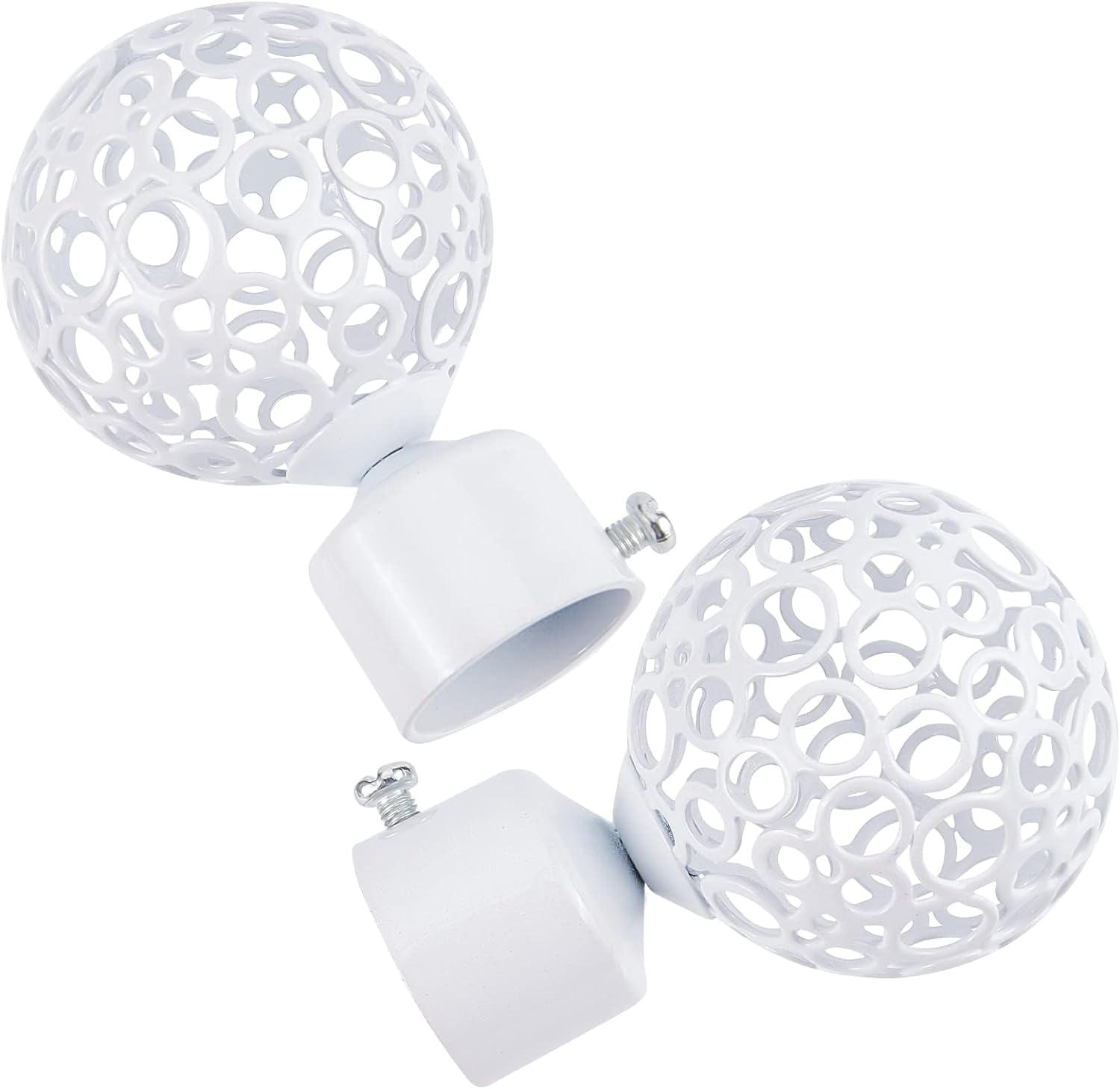 2PCS Round Curtain Rod Finials 28mm Drapery Pole End White Ball Cage ...