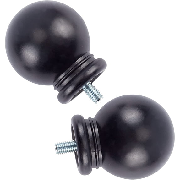 2PCS Round Curtain Rod Finials Drapery Pole Ball End Black Replacement ...