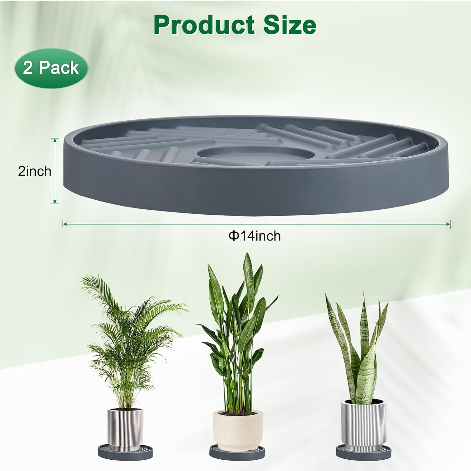 2PCS Round Planter Caddies, 14 Inches Plastic Plant Roller with Wheel ...