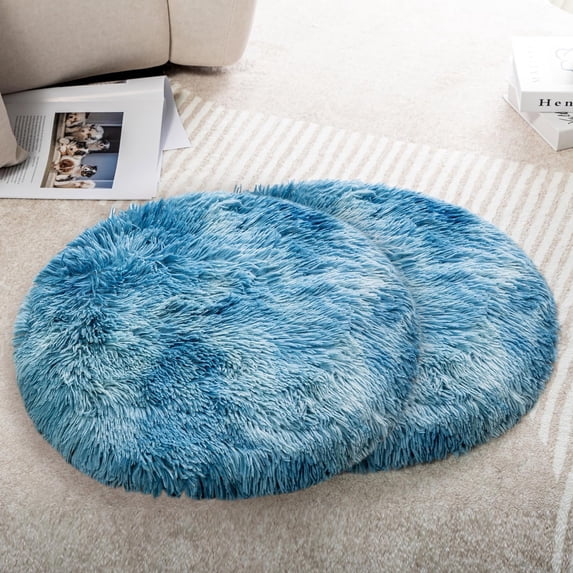 2PCS Round Plush Pet Mat Thin Style Pad Mat for Cats, Small Dogs ...