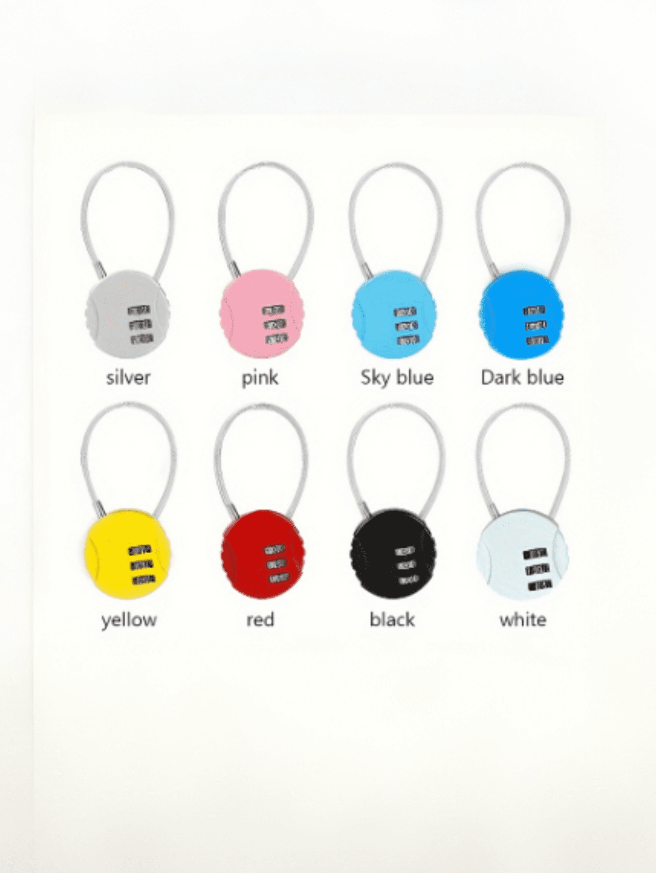 2PCS Royal Blue Metal Wire Rope 3 Digit Password Lock Metal Luggage ...