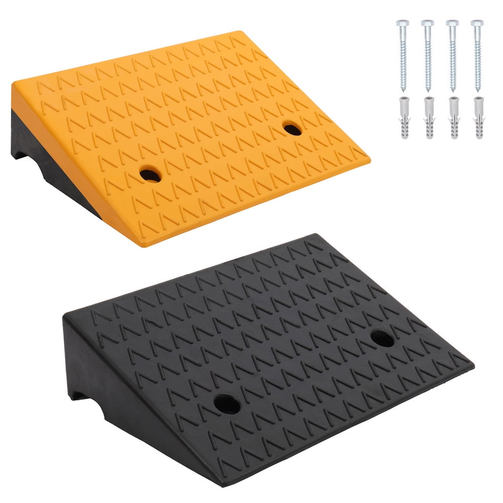 2PCS Rubber Car Curb Ramps, 5" Rise Portable Lightweight Threshold Ramp ...