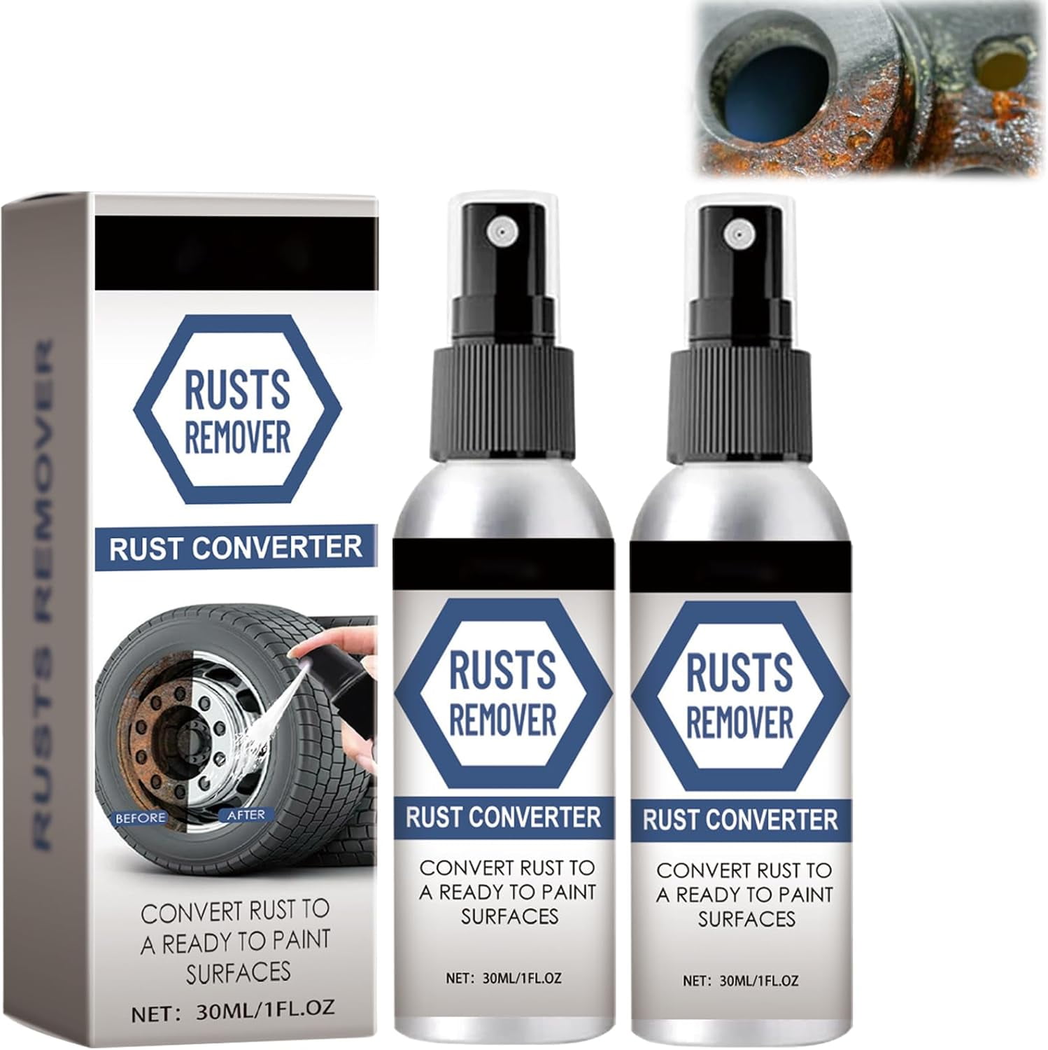 2PCS Rust Remover Spray,2025 Upgrade Rust Remover for Metal, Anti Rusts ...