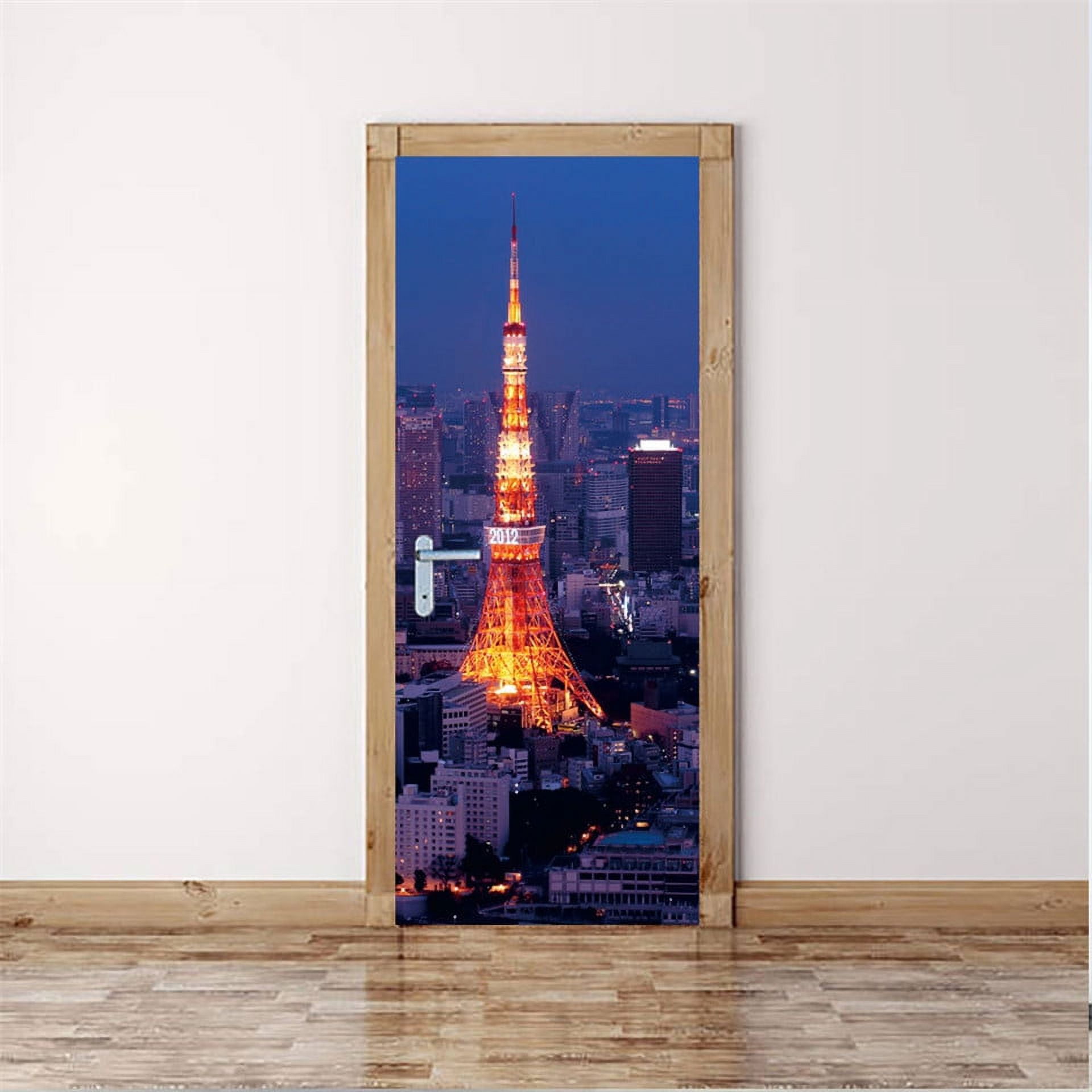 2PCS/SET 3D View Retro Building Door Sticker Adhesive Waterproof ...