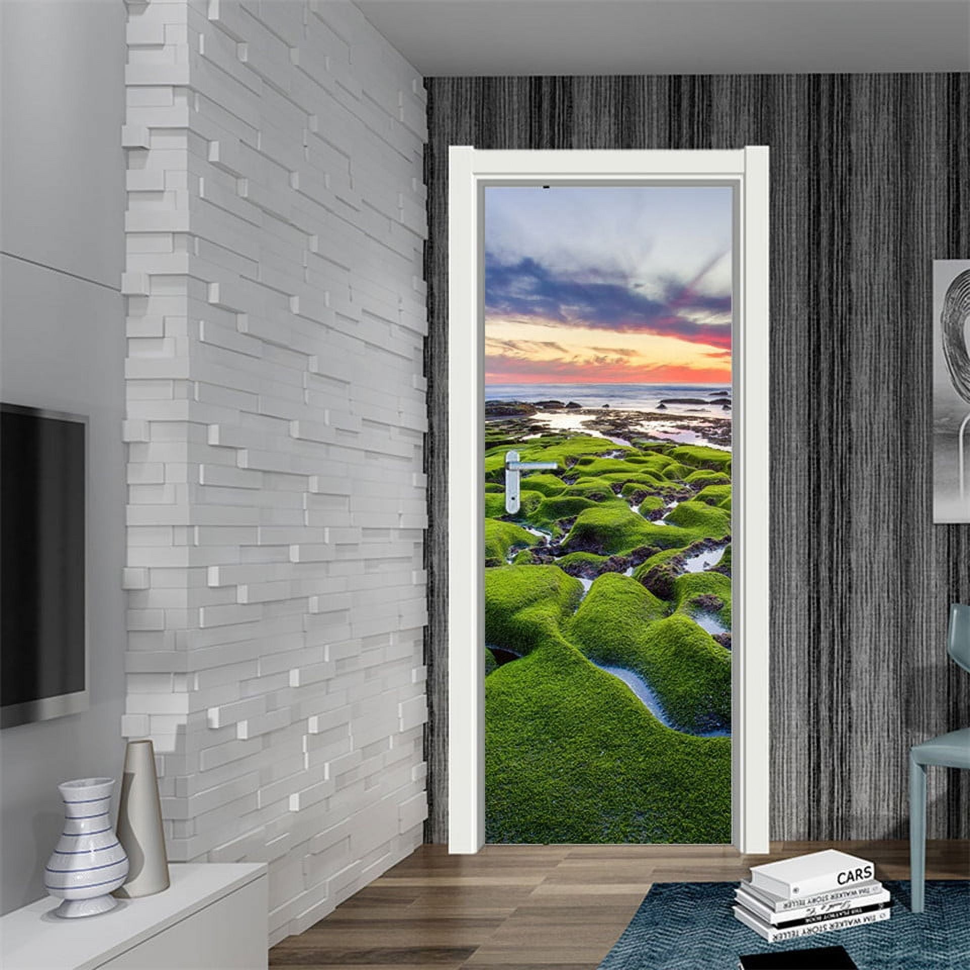 2PCS/SET Black Geometry Door Sticker Self-adhesive Removable Poster ...