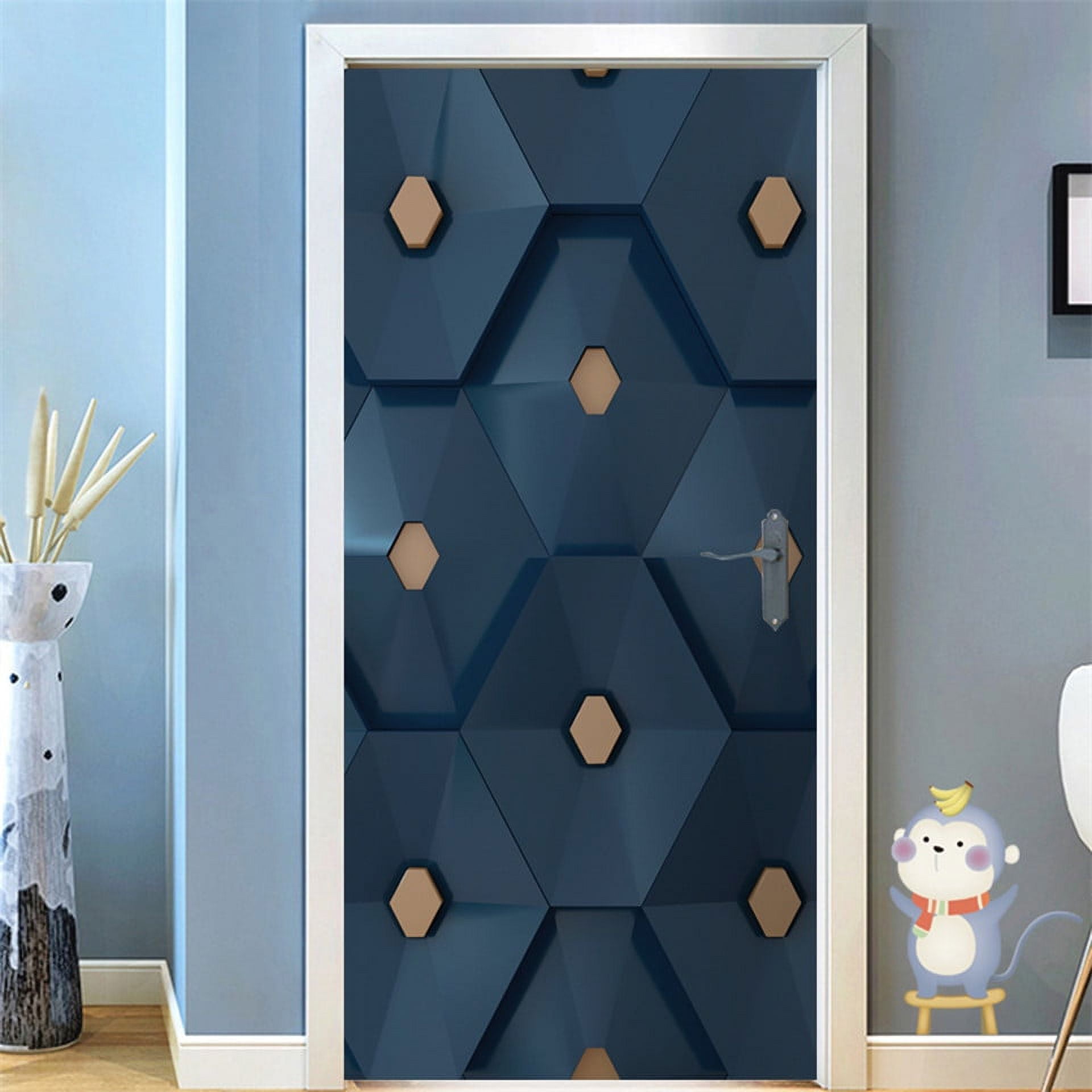 2PCS/SET Black Geometry Door Sticker Self-adhesive Removable Poster ...