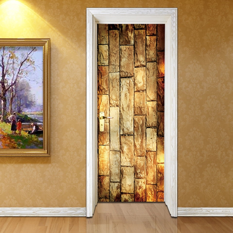 2PCS/SET Red Umbrella Door Sticker PVC Adhesive Waterproof Removable ...