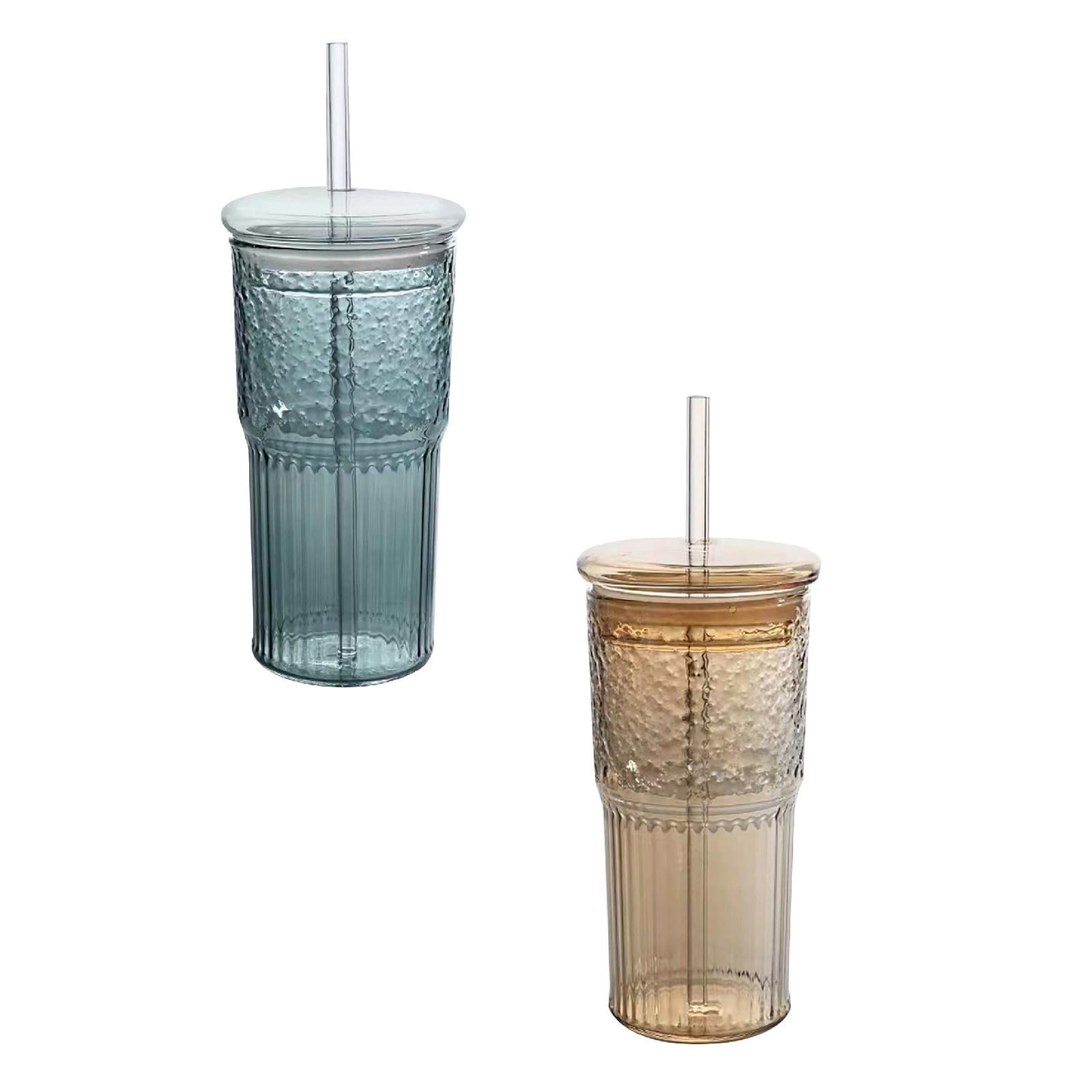 2PCS SUOKL Wheat Straw Unbreakable Cups Glass Cups With Drinking Tube ...
