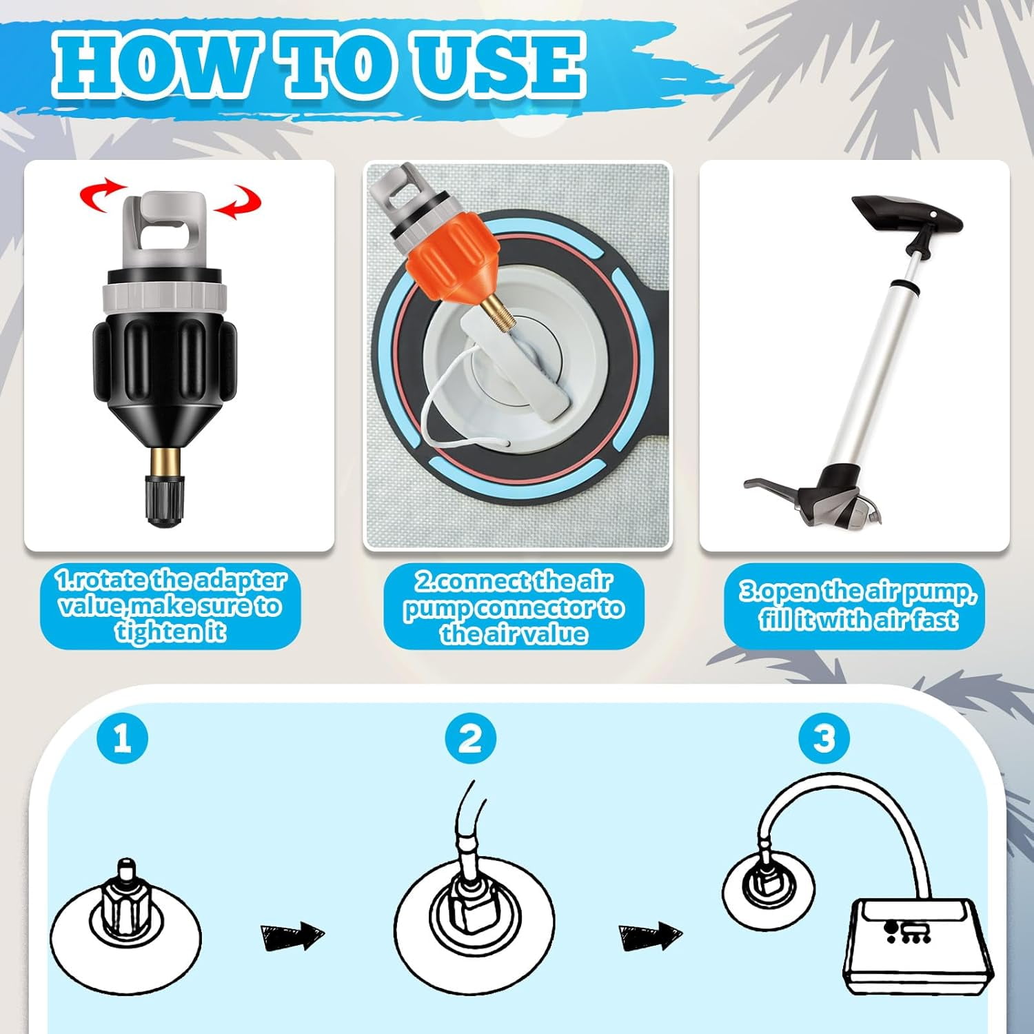 2PCS SUP Pump Adaptor, Universal Inflatable Boat SUP Pump Converter Air ...