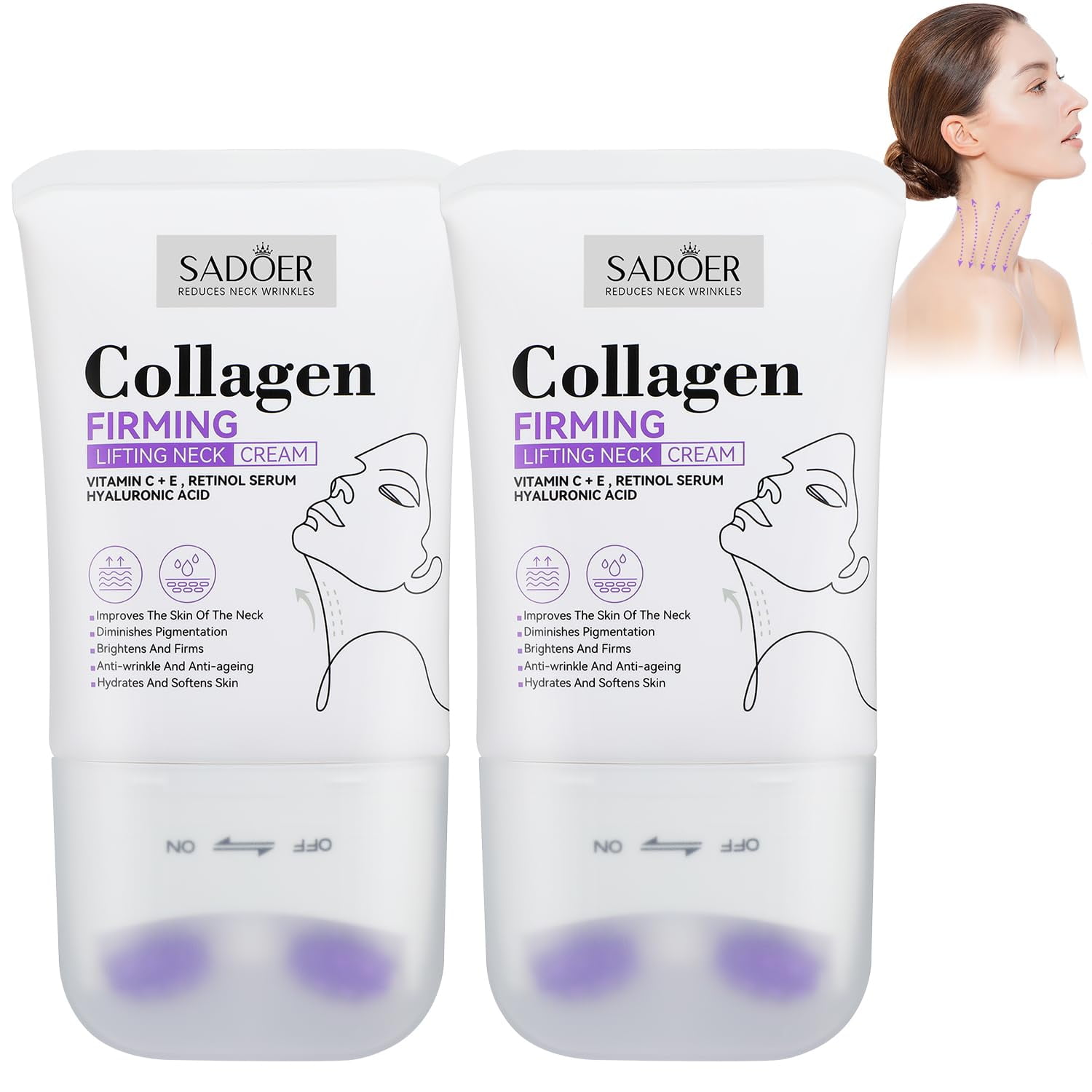 2PCS Sadoer Neck Collagen Cream, Neck Creams for Tightening and Firming, Sadoer Collagen Firming ...