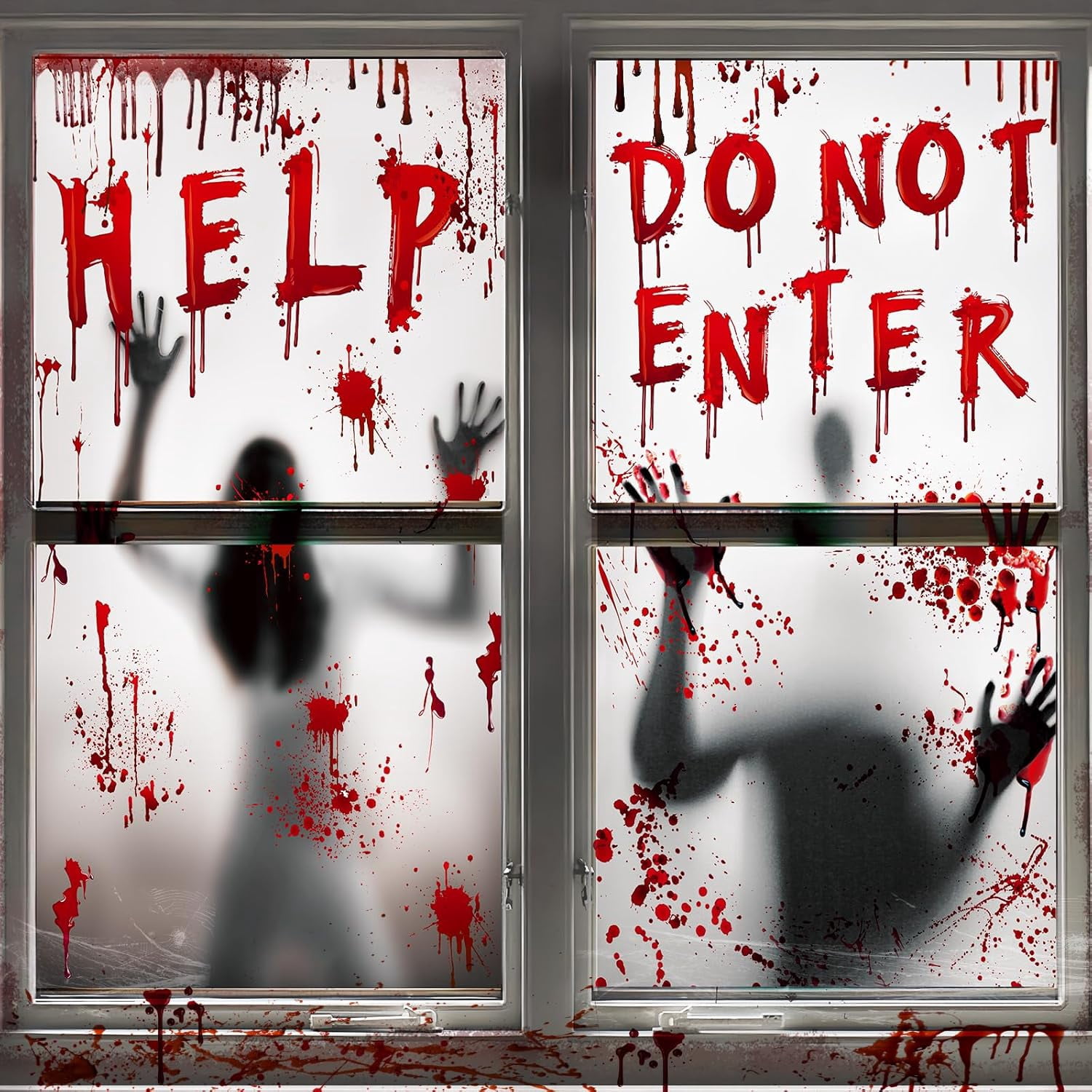 2PCS Scary Halloween Curtain Halloween Large Window Decorations Male ...