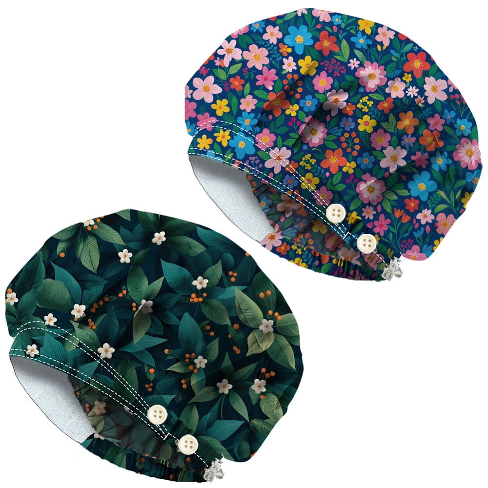 2PCS Scrub Caps with 4 Buttons Cotton Nurse Cap Surgical Hats with ...