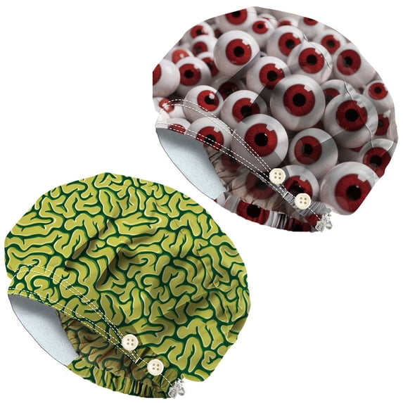 2PCS Scrub Caps with 4 Buttons Cotton Nurse Cap Surgical Hats with ...